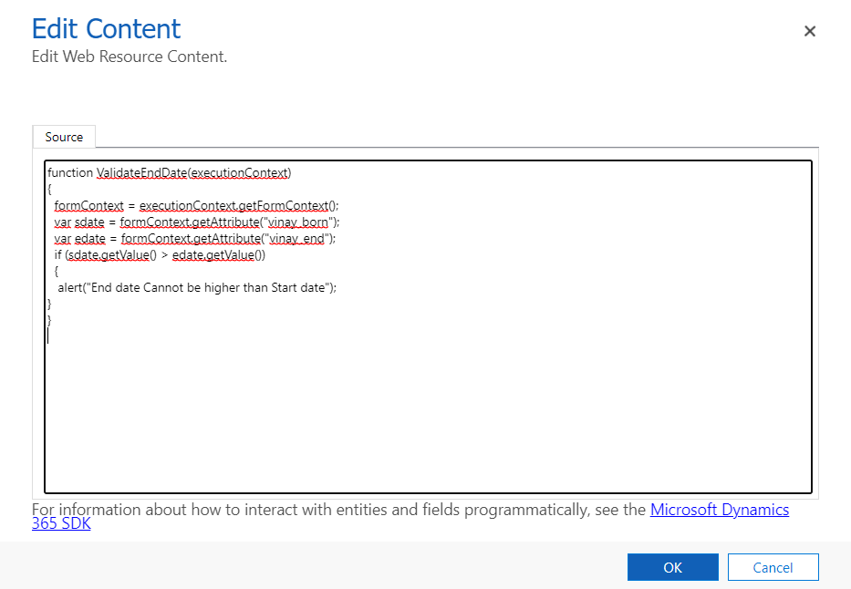 How To Validate End Date Greater Than Start Date Using Javascript In Dynamics 365 Crmonce