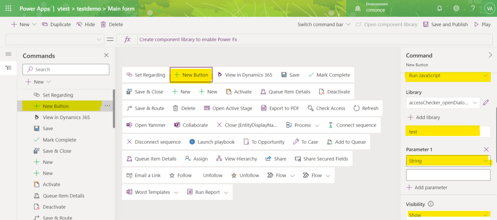 How To Add Custom Button Using Command Bar Within Power Apps Crmonce